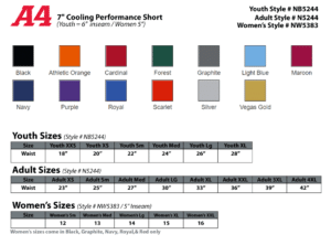 PE Uniform Shirts & Shorts Color Options | Kustom Imprints